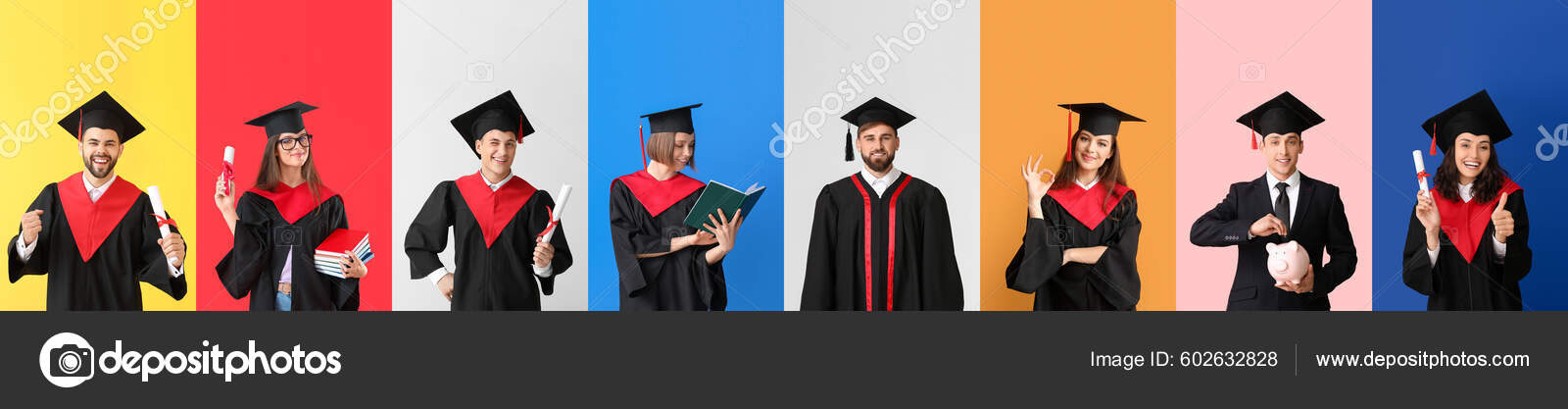 Group Graduating Students Color Background Stock Photo by ©serezniy ...