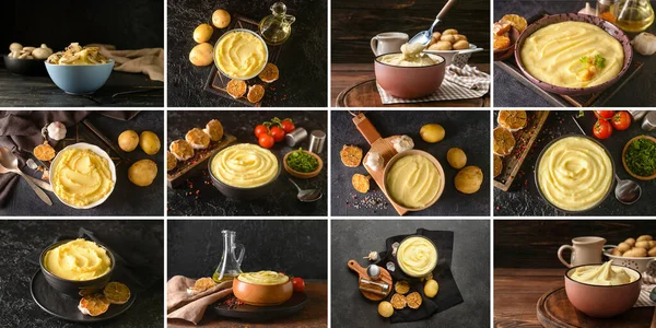 Collage Tasty Homemade Mashed Potato — Stock Photo © serezniy #602632668