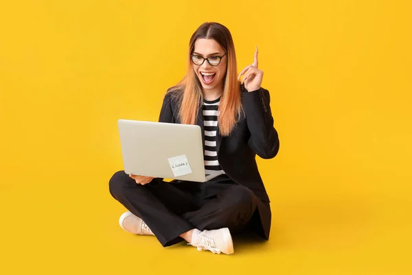 Transgender Programmer Laptop Blue Background — Stock Photo © serezniy ...