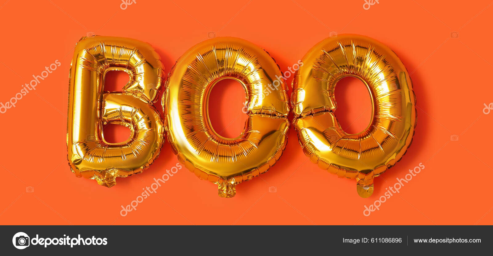 Word Boo Made Balloons Orange Background Halloween Celebration Stock ...