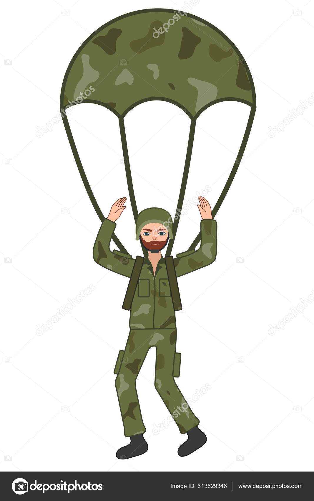 Soldier Parachute White Background Stock Vector by ©serezniy 613629346