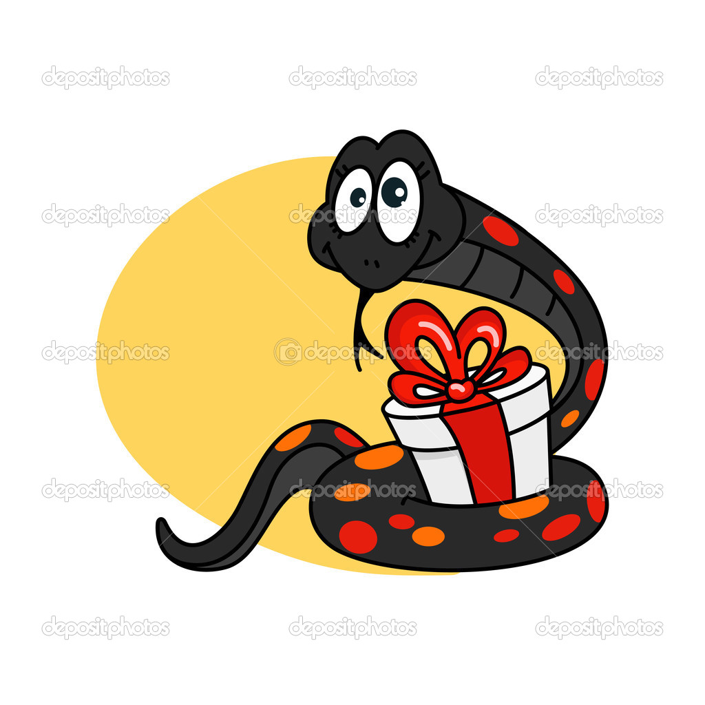 Una serpiente graciosa con un regalo. Símbolo de 2013 . Vector de stock ...