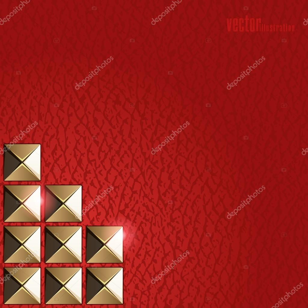 Fashion background of red leather and gold rivets Stock Vector Image by ...