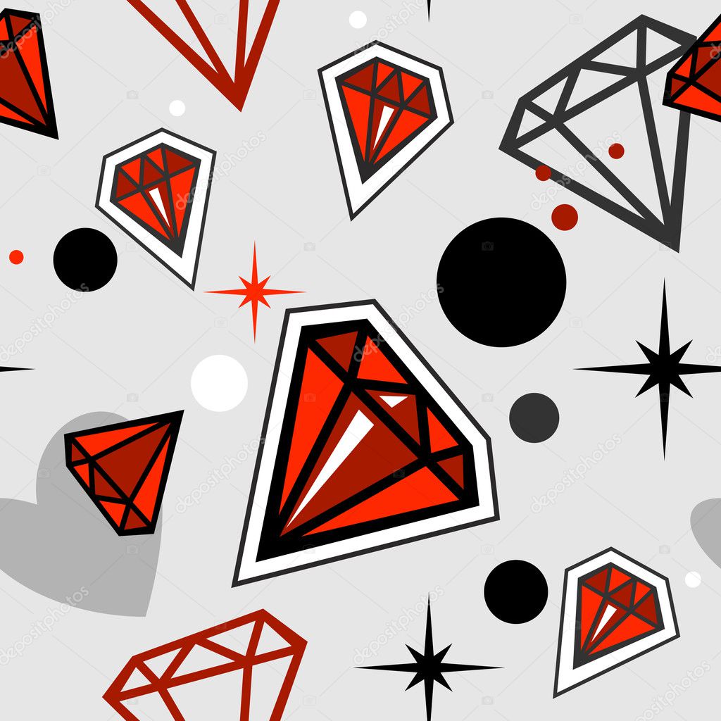 Fashionable seamless pattern with red jewels Stock Vector by ©NaPev ...