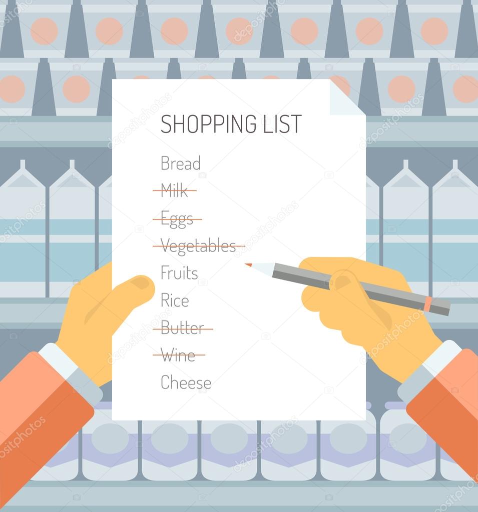Shopping list in supermarket flat illustration ⬇ Vector Image by ...