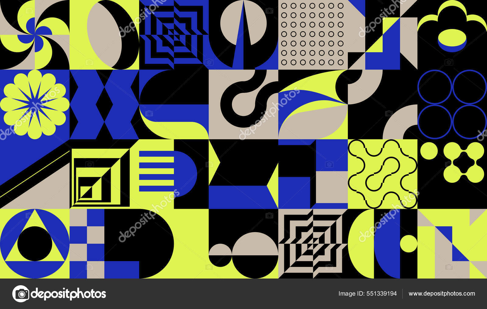 Brutalist Art Inspired Vector Pattern Artwork Made Abstract Geometric ...