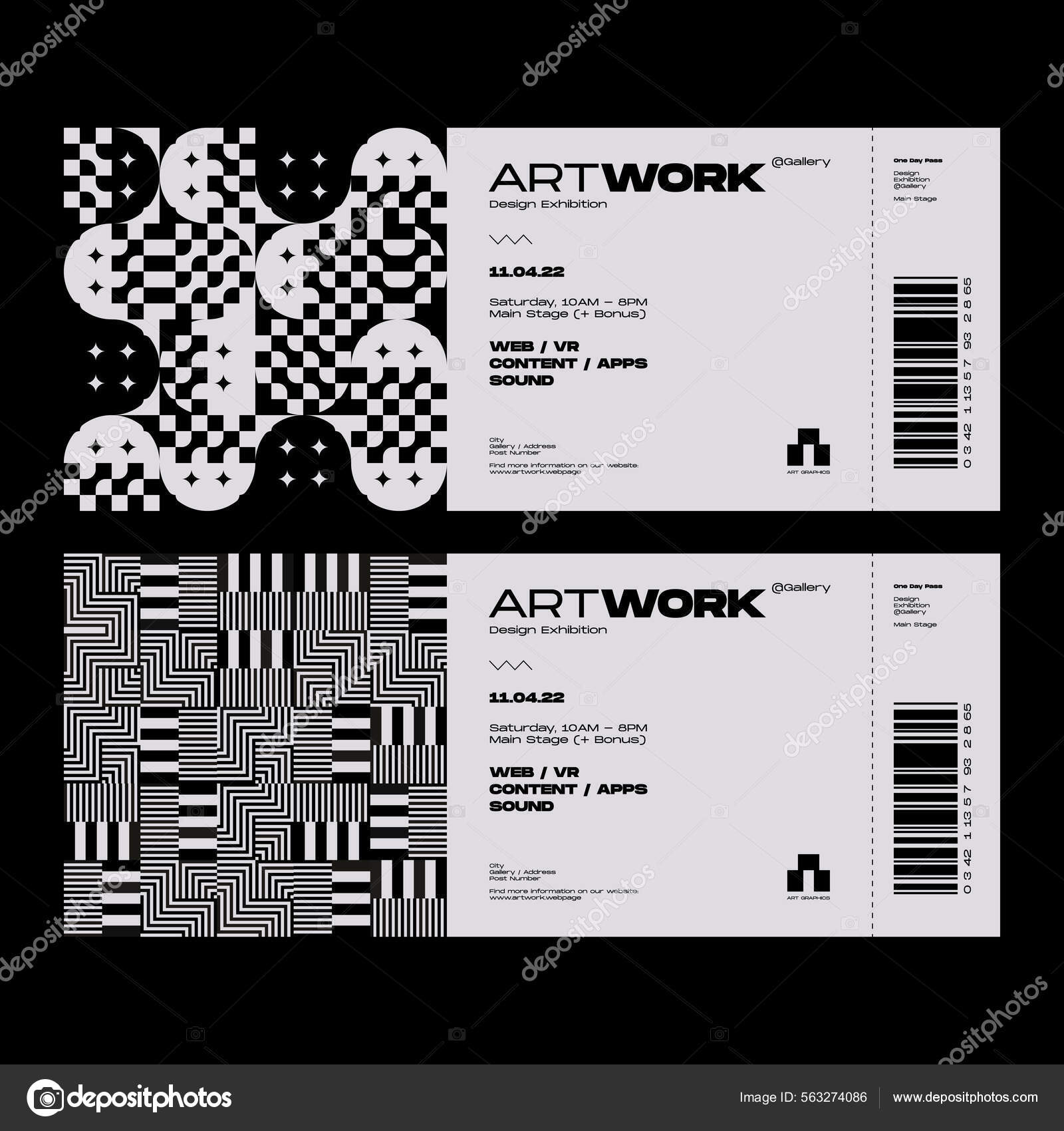 Modern Exhibition Ticket Template Layout Made Abstract Vector Geometric ...
