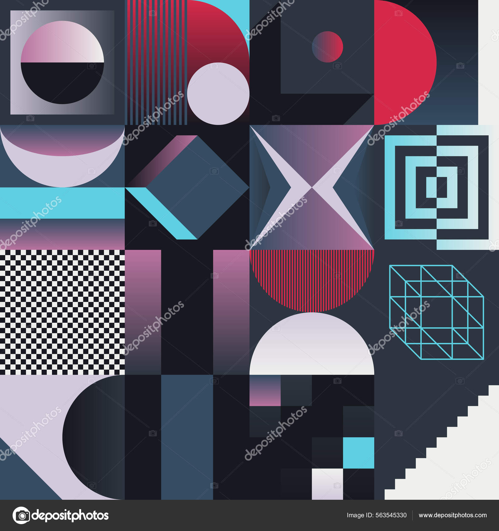 Retro Future Art Inspired Vector Pattern Artwork Made Abstract ...