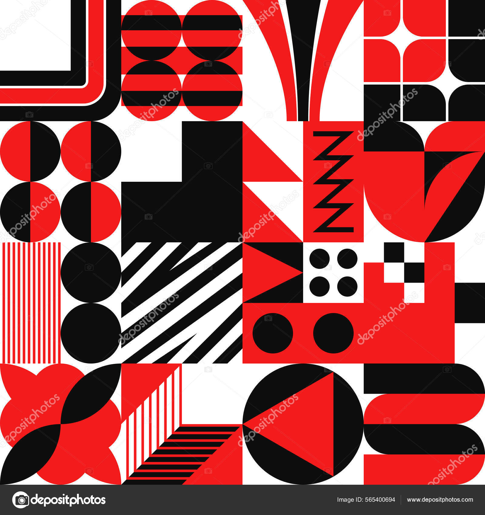 Brutalist Art Inspired Vector Pattern Artwork Made Abstract Geometric Shapes Stock Vector Image ...