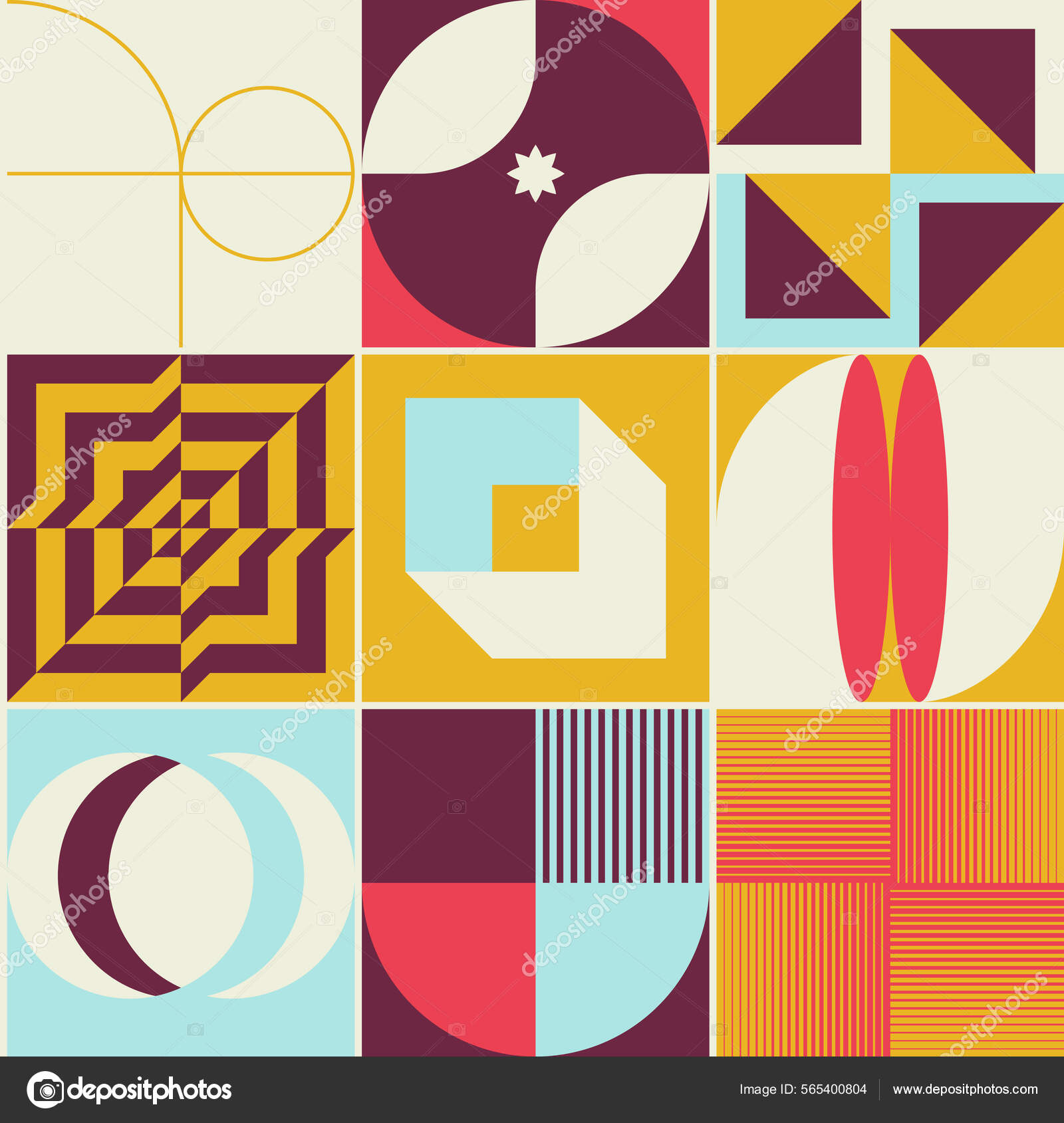 Retro Future Art Inspired Vector Pattern Artwork Made Abstract ...