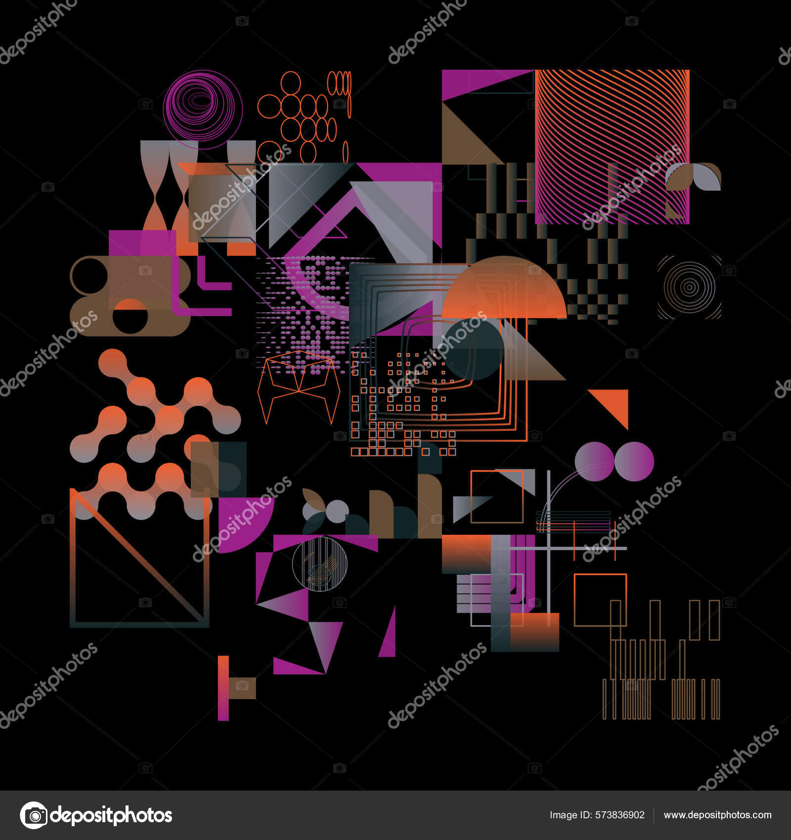 Brutalist Art Inspired Vector Pattern Artwork Made Abstract Geometric ...