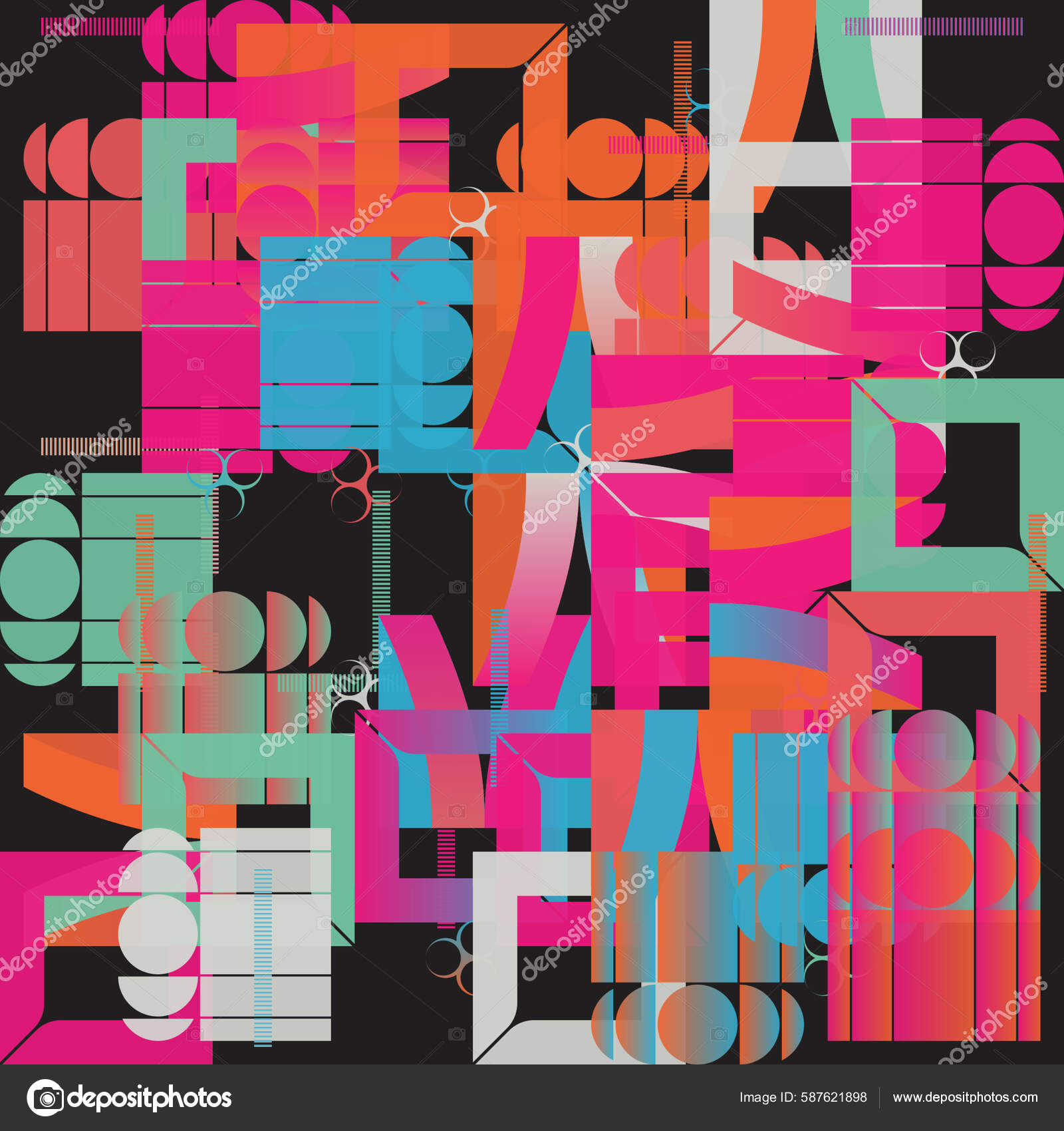 Brutalist Art Inspired Vector Pattern Artwork Made Abstract Geometric ...