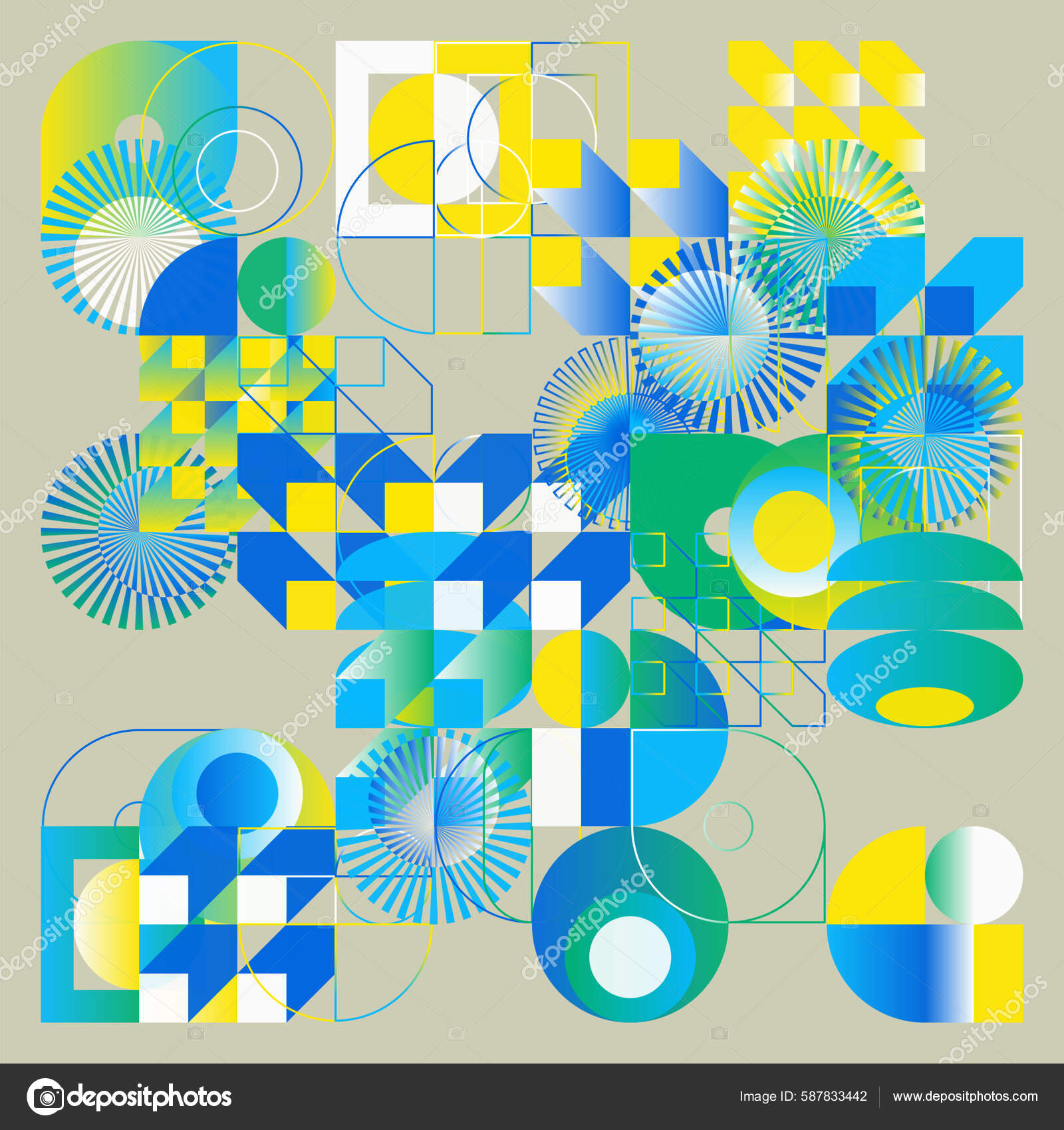 Swiss Art Inspired Vector Pattern Artwork Made Abstract Geometric ...