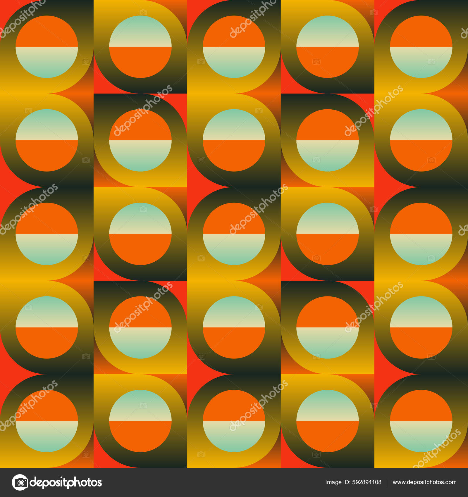 60S Retro Style Seamless Pattern Graphics Mid Century Motif Aesthetics ...