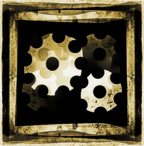 Gears, Screw heads, spring, bolts, steel nuts, old metal, isolated on ...