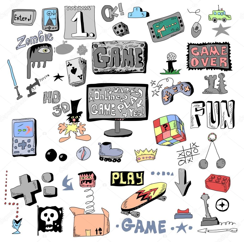 Game doodle set, hand drawn – Stock Editorial Photo © dusan964 #34765597