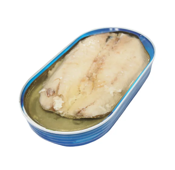 Arenque enlatado aislado sobre fondo blanco 2024