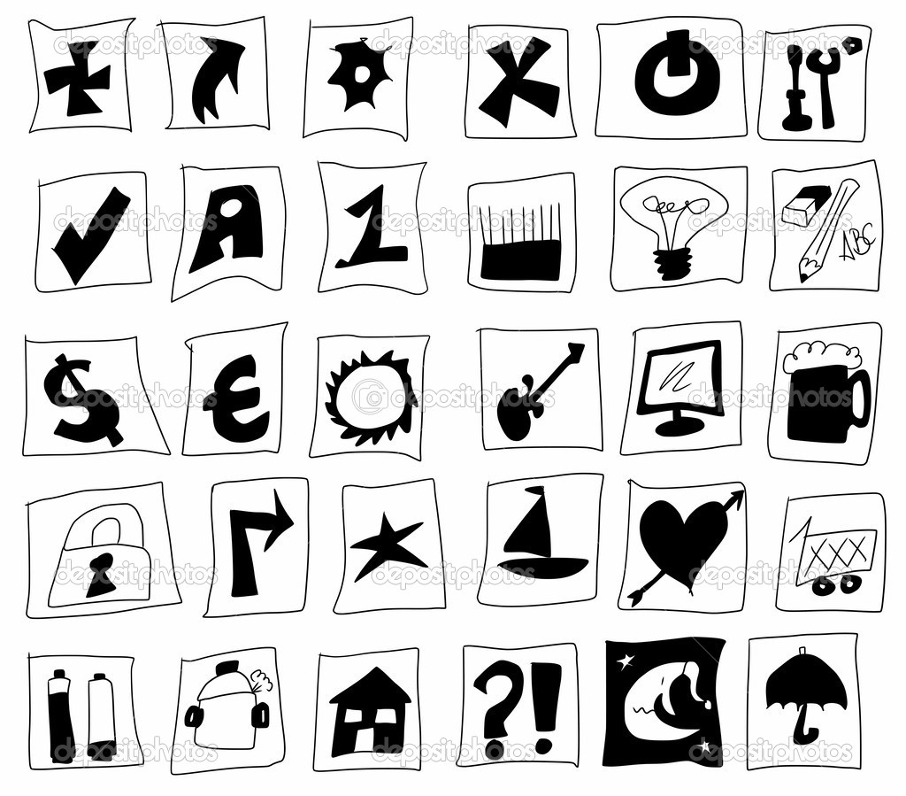 Doodle simplified symbols, hand drawn signs Stock Photo by ©dusan964 ...