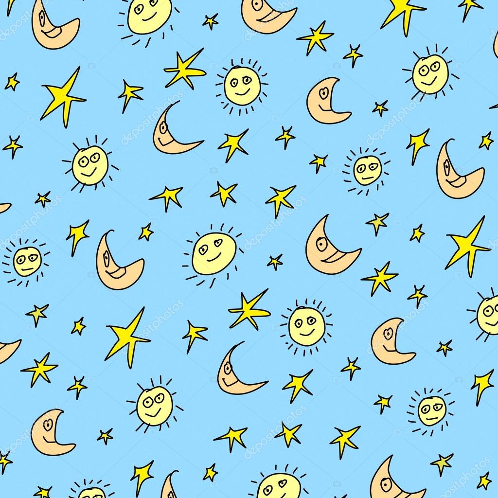 Doodle sun moon and stars pattern background Stock Photo by ©dusan964 ...