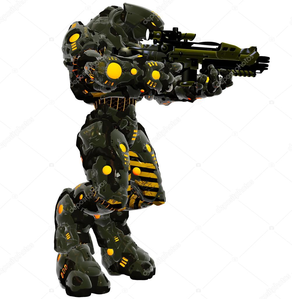 Futuristic alien in powerful combat armor — Stock Photo © greglith ...