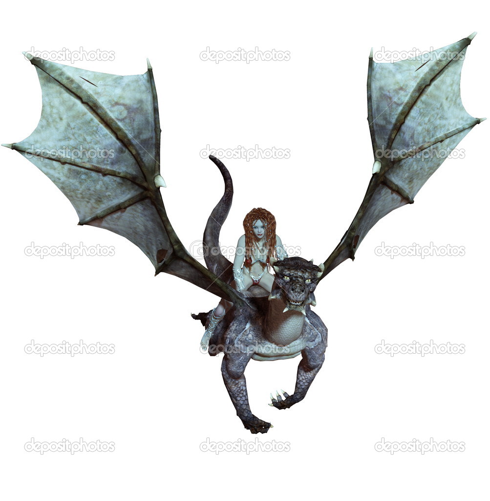 Lithe beauty poses in front of her dragon — Stock Photo © greglith ...