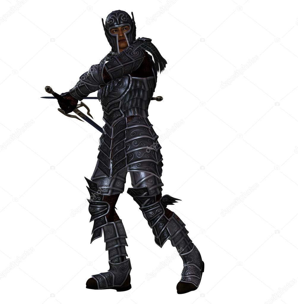 Dark knight fighting with two swords Stock Photo by ©greglith 17983927