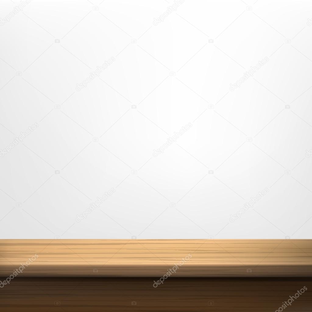 White wall background with wooden table — Stock Vector © soundrain ...