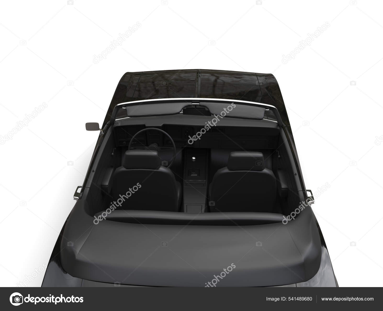 Cool Black Vintage Cabriolet Convertible Car Top Back View Roof — Stock ...