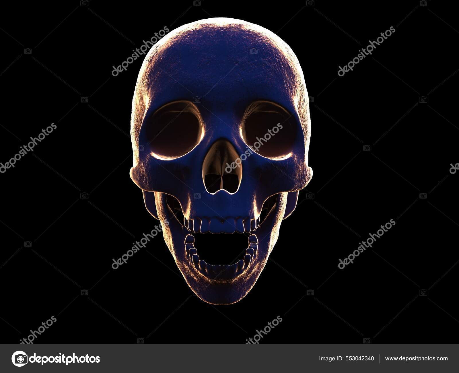 Blue Skull Bright Rim Lighting — Stock Photo © Trimitrius #553042340