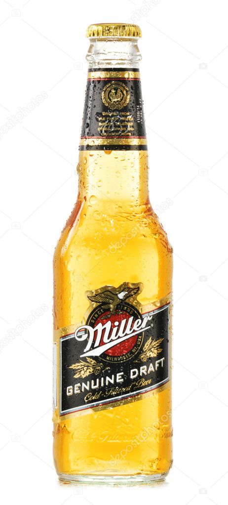 Bottle of Miller Genuine Draft beer isolated on white — Stock Editorial ...