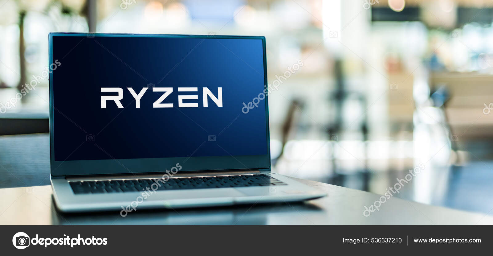 Poznan Pol Apr 2021 Laptop Computer Displaying Logo Ryzen Brand — Stock ...