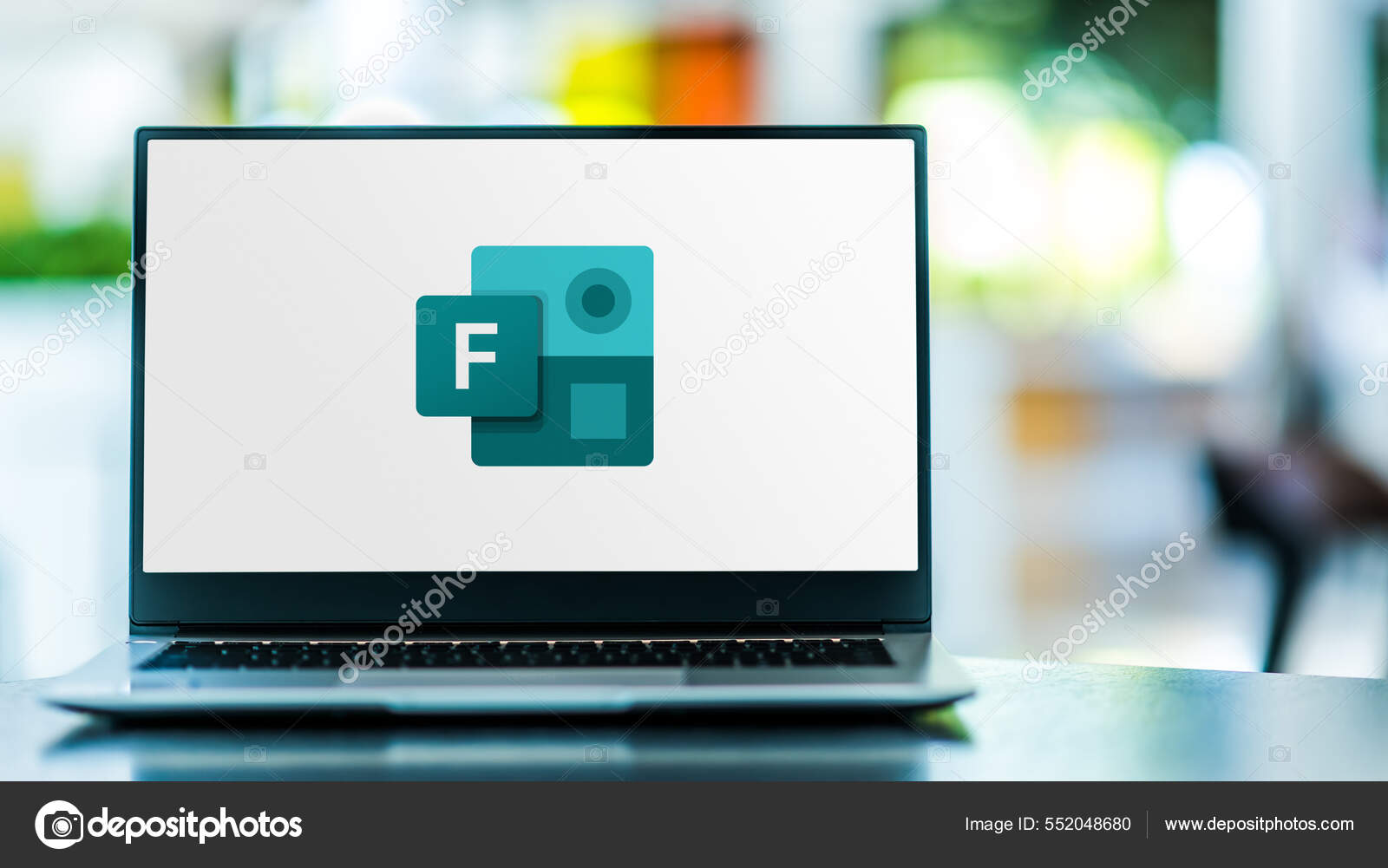 Poznan Pol Feb 2021 Laptop Computer Displaying Logo Microsoft Forms ...