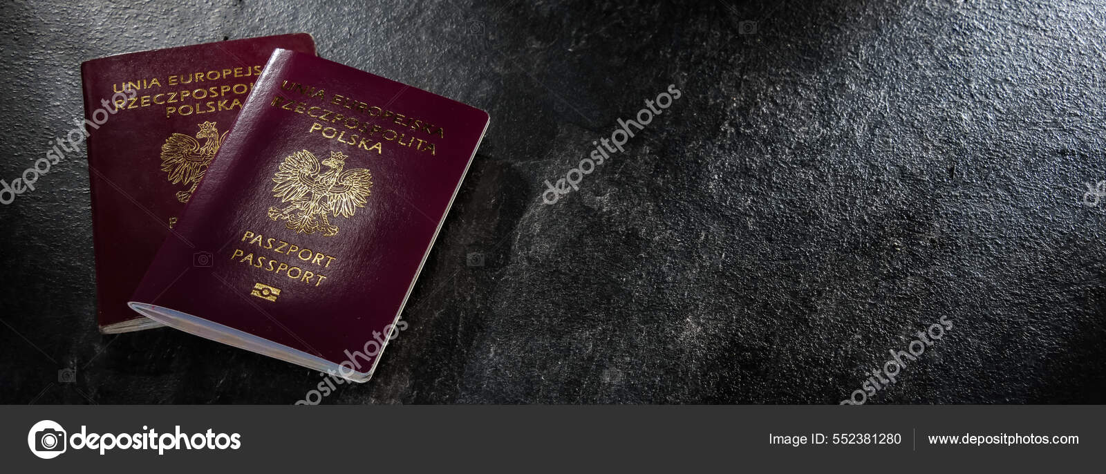 Composition Two Polish Passports European Union Personal Identification ...
