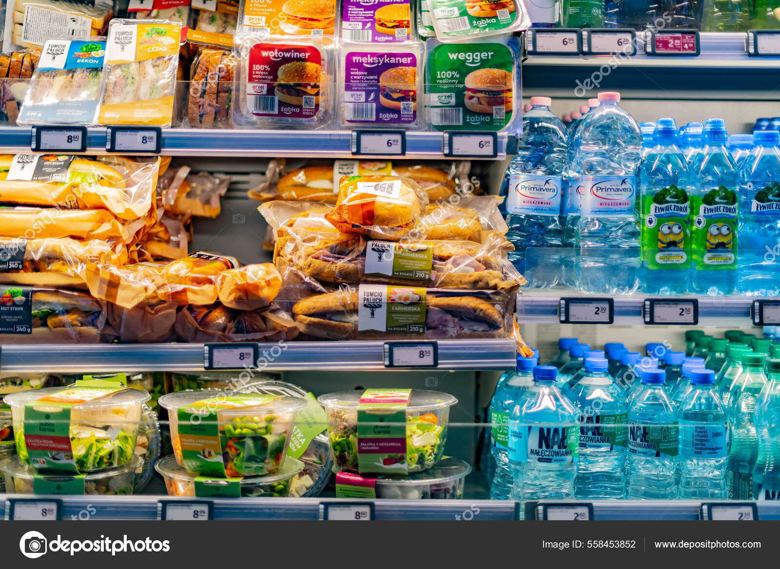 Poznan Pol Mar 2022 Pre Packaged Food Drinks Displayed Commercial ...