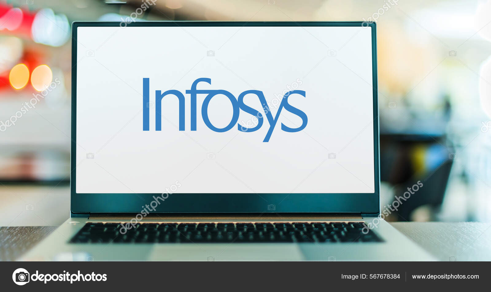 Poznan Pol Apr 2022 Laptop Computer Displaying Logo Infosys Indian ...