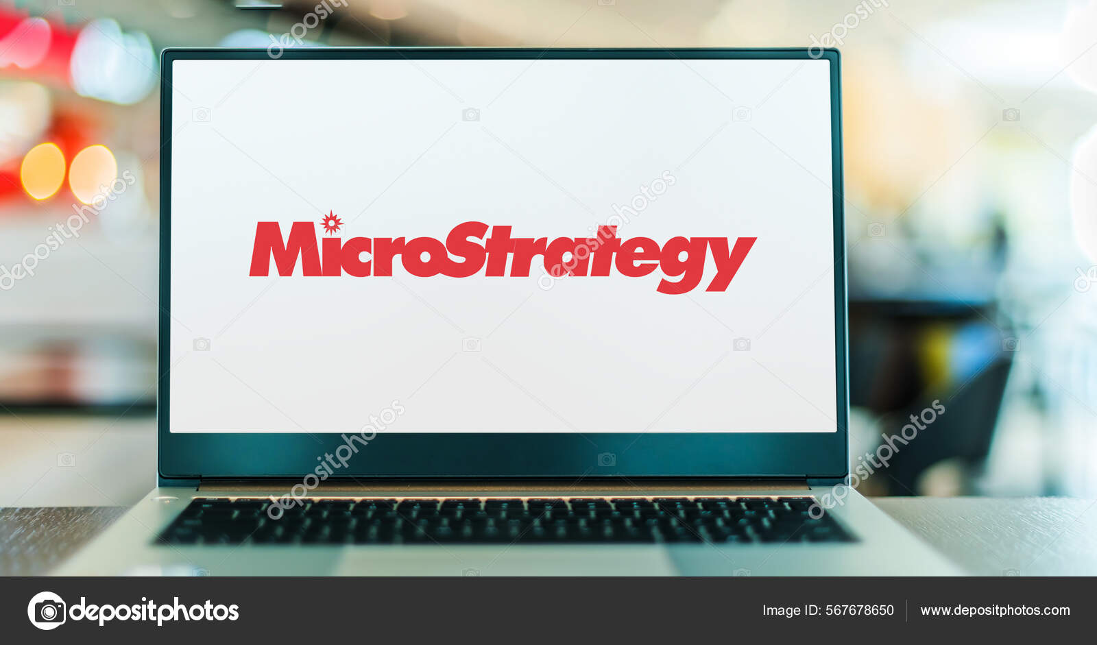 Poznan Pol Apr 2022 Laptop Computer Displaying Logo Microstrategy ...