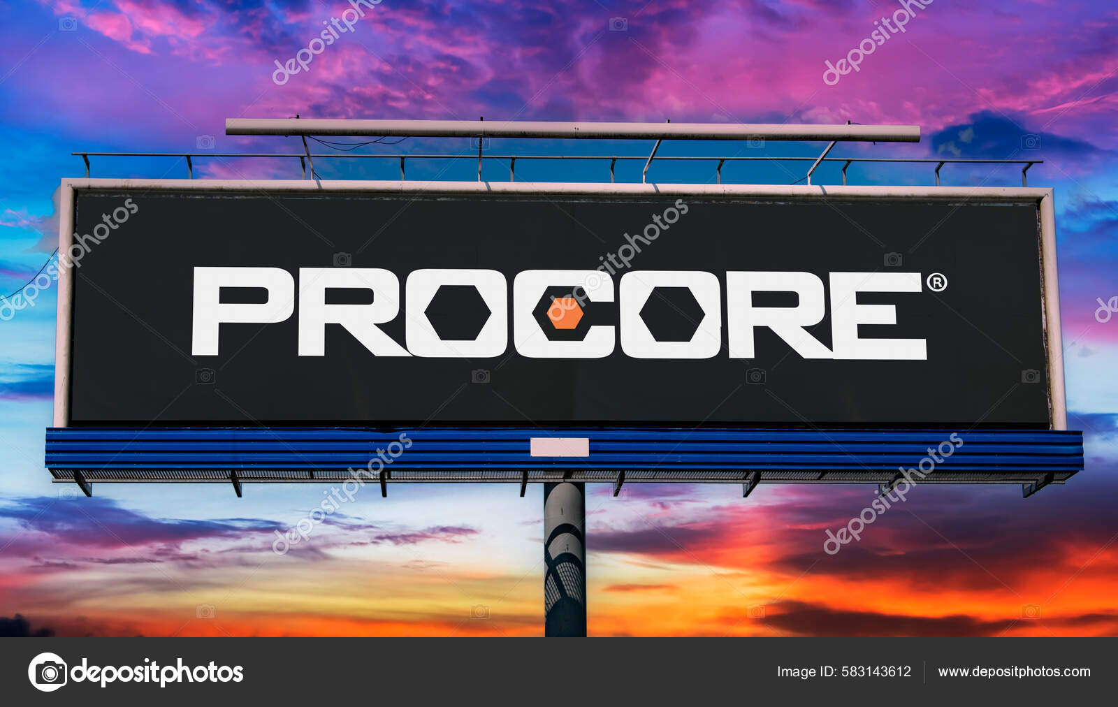 Poznan Pol May 2022 Advertisement Billboard Displaying Logo Procore ...