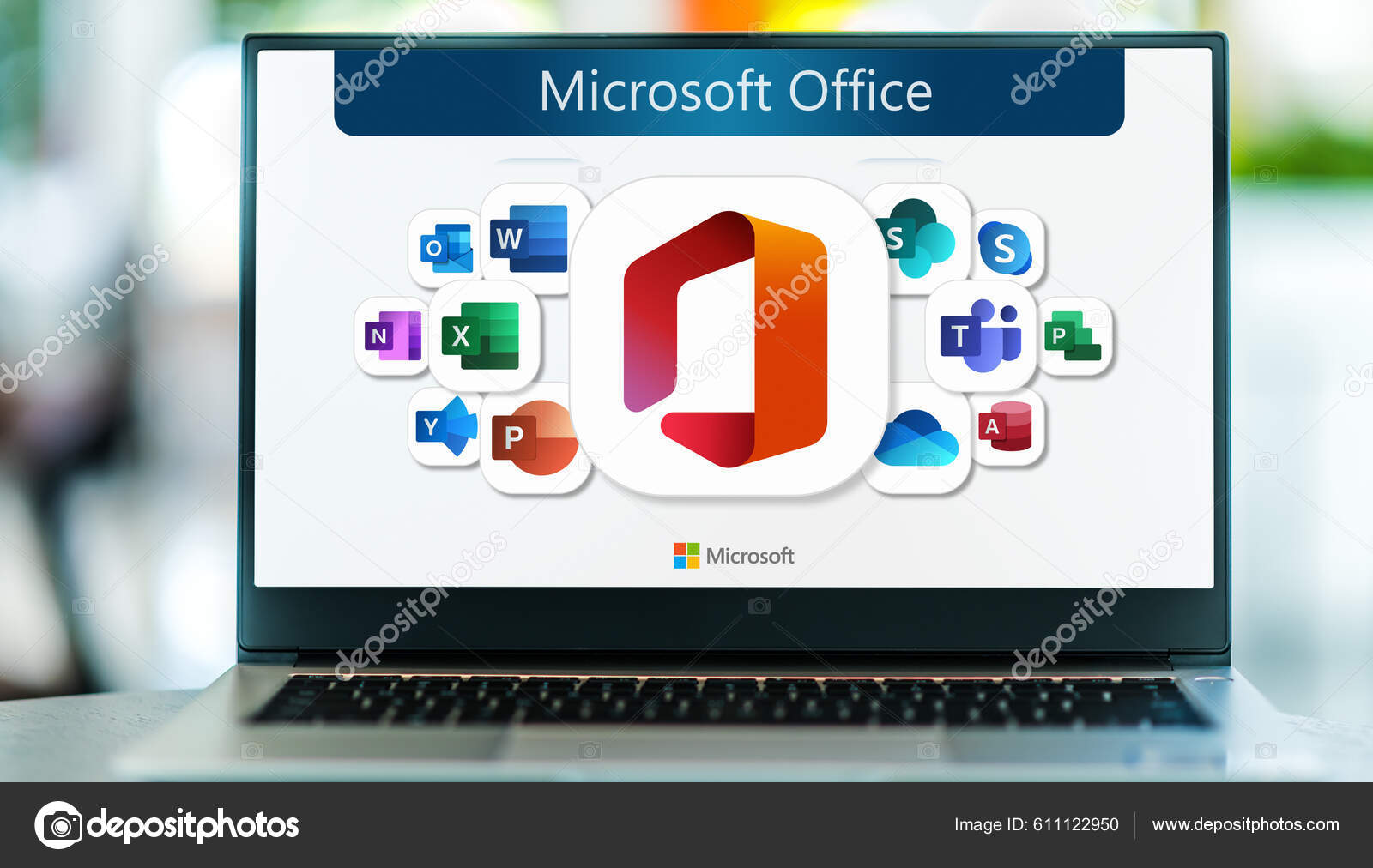 Poznan Pol Sep 2022 Laptop Computer Displaying Logos Microsoft Office ... Poznan Pol Sep 2022 Laptop Computer Displaying Logos Microsoft Office ...