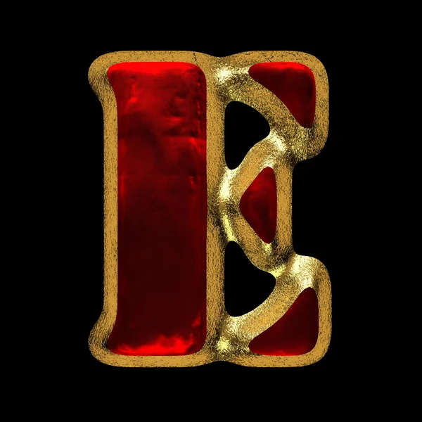 Red velvet letter with gold on black background — Stock Photo ...