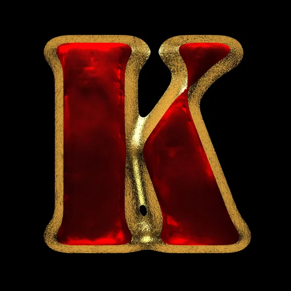Red velvet letter with gold on black background — Stock Photo ...
