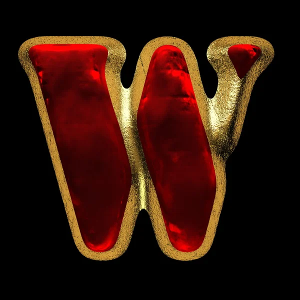 Red velvet letter with gold on black background — Stock Photo ...