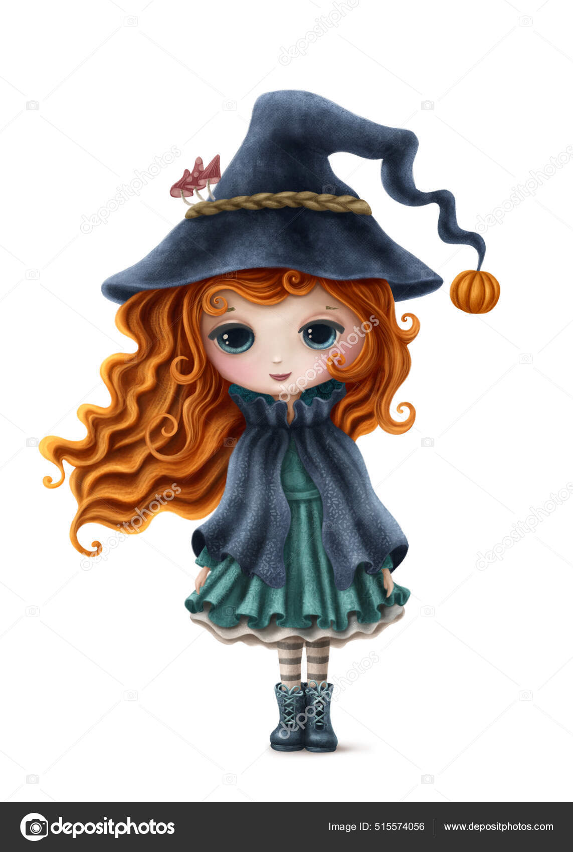 Cute Little Witch Illustration Isolated White Background Stock Photo by ...