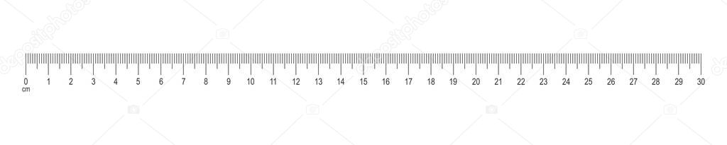 Escala horizontal de regla con marcado de 30 centímetros y números ...
