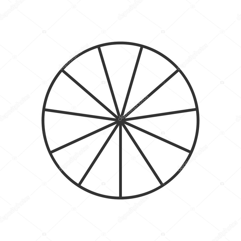 Círculo dividido en 11 segmentos. Forma redonda de pastel o pizza cortada en once rebanadas ...