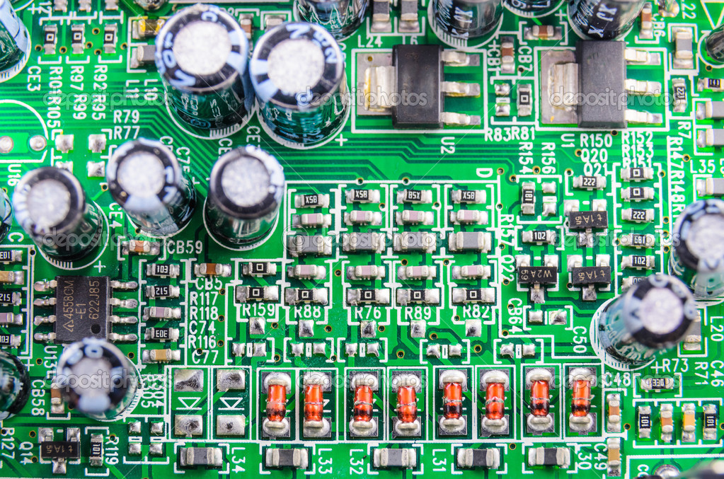 Radio components on a printed circuit board — Stock Photo © borissos ...