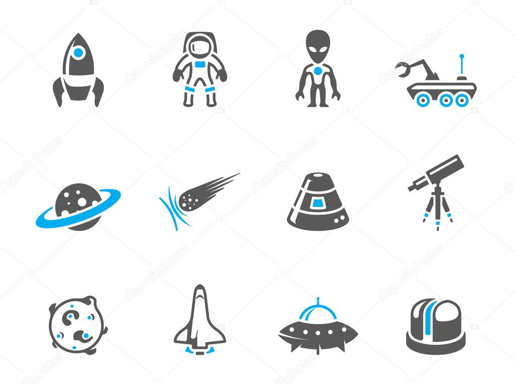 Space related icons in duo tone colors. Stock Vector Image by ©puruan ...