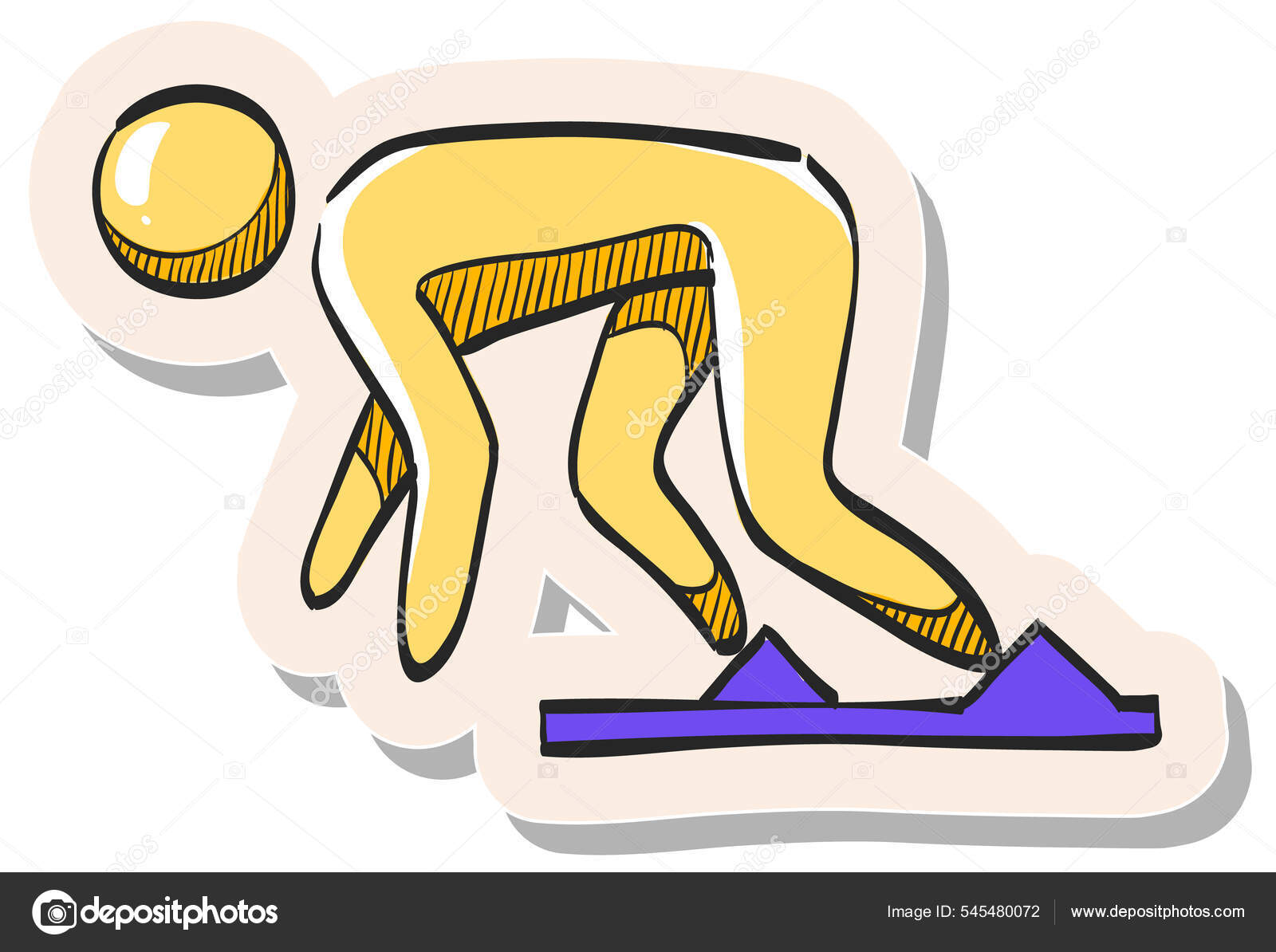 Hand Drawn Starting Block Icon Sticker Style Vector Illustration Stock ...