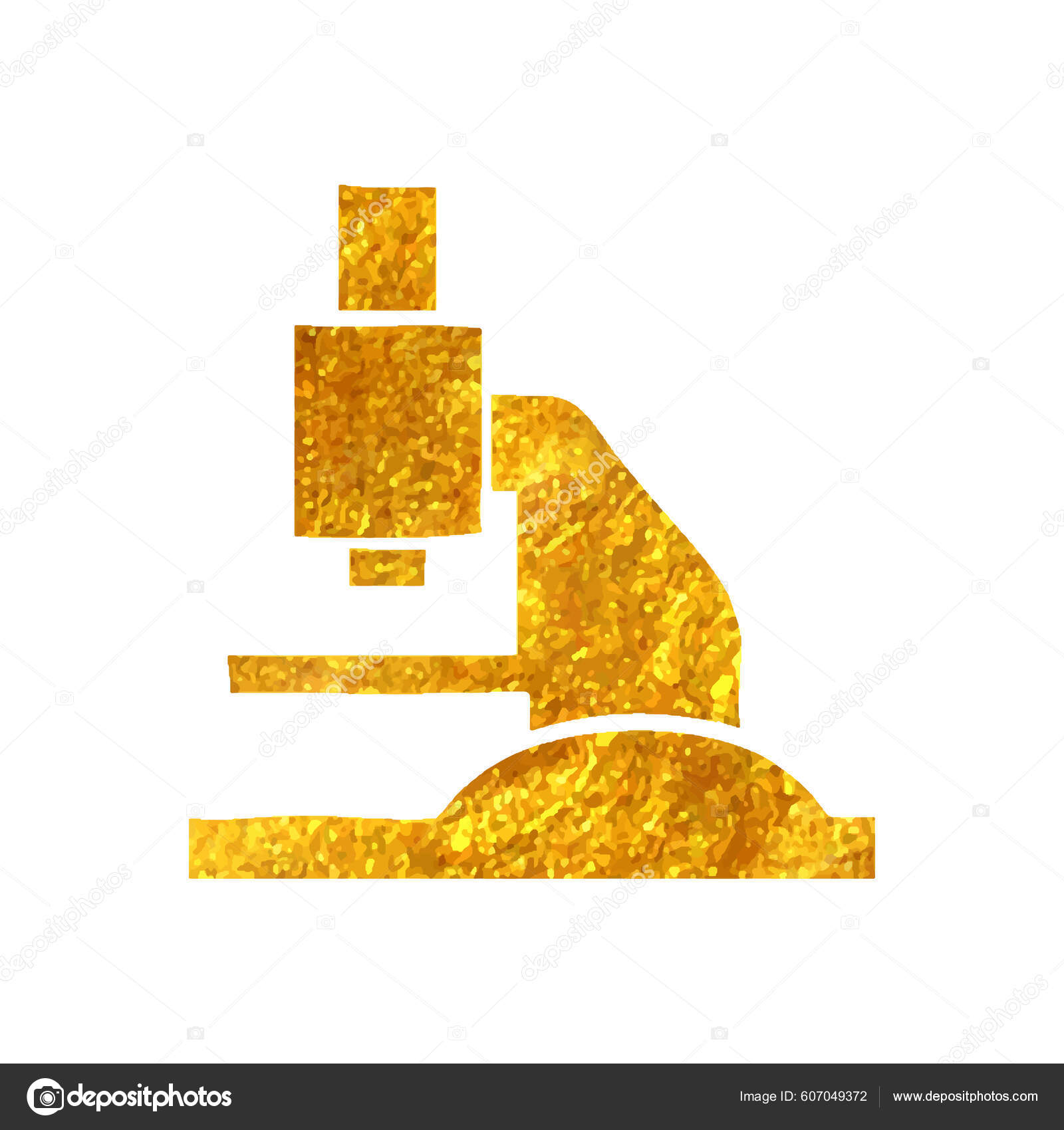 Hand Drawn Microscope Icon Gold Foil Texture Vector Illustration Stock ...