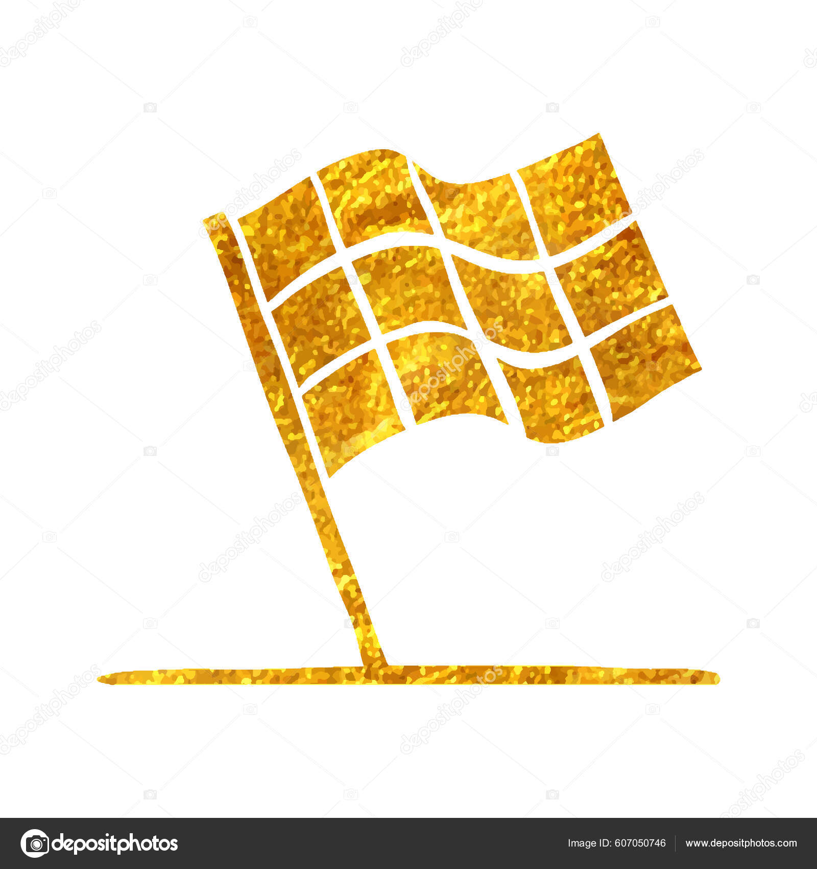 Icono Bandera Raza Dibujado Mano Lámina Oro Textura Vector Ilustración ...