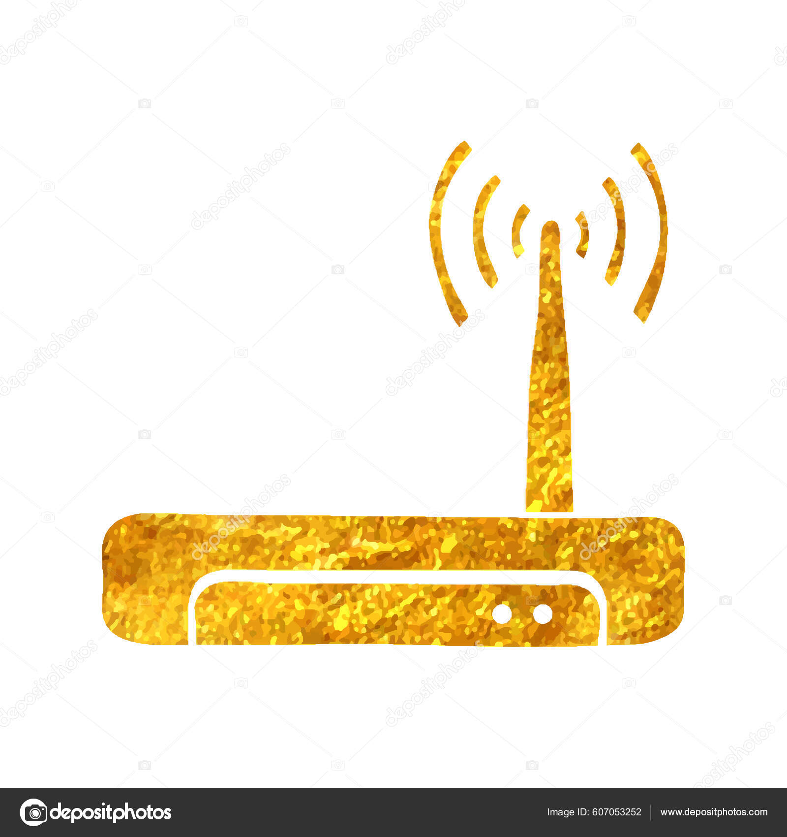 Hand Drawn Internet Router Icon Gold Foil Texture Vector Illustration ...